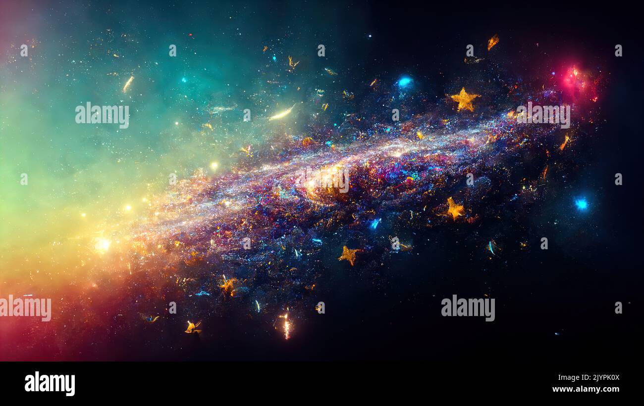 space landscape of the universe and galaxies surrounded by stars Stock ...