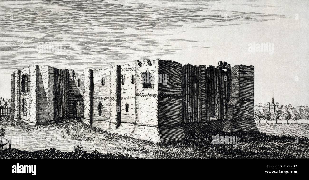 A historical view of the northeast face of Colchester Castle, Essex ...