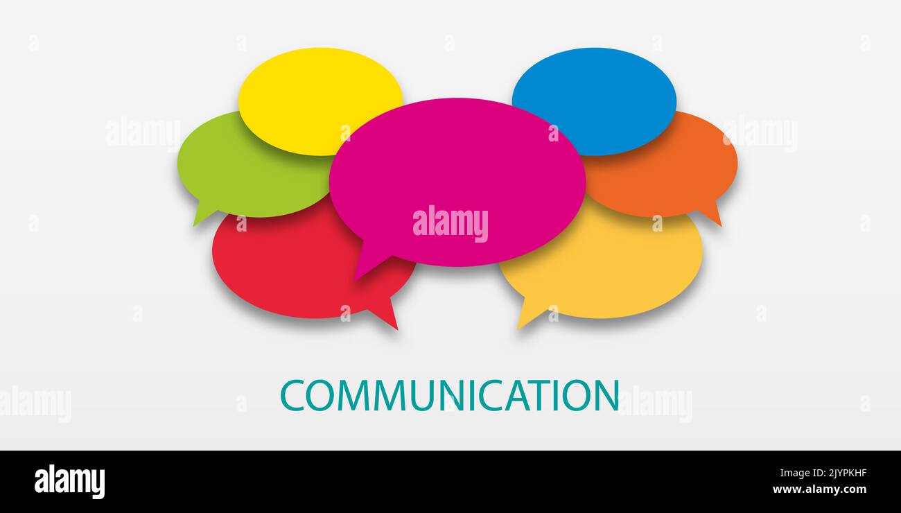 illustration of communication concept. Word communication with colorful ...