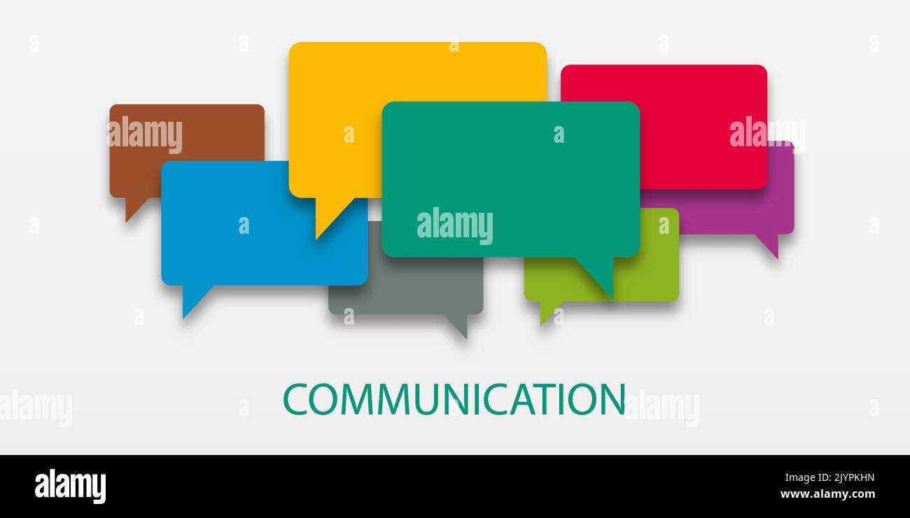 illustration of communication concept. Word communication with colorful ...
