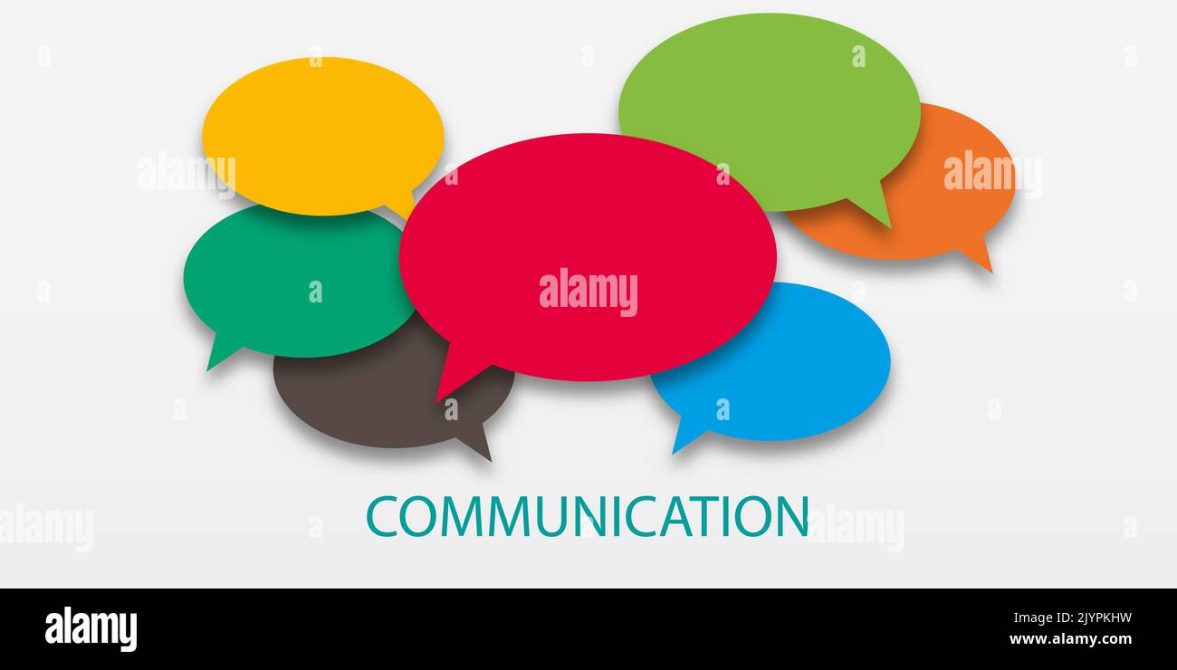 illustration of communication concept. Word communication with colorful ...