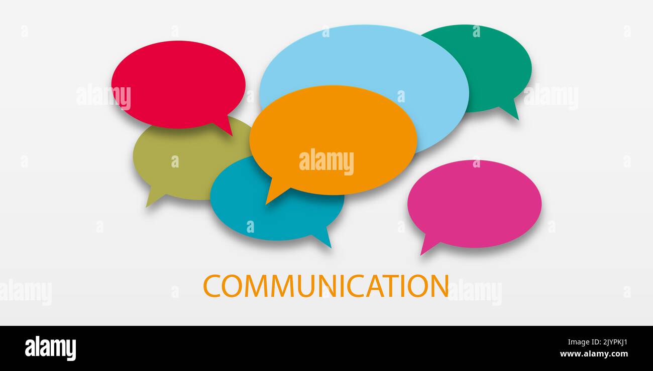 illustration of communication concept. Word communication with colorful ...
