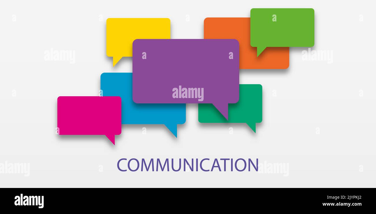 illustration of communication concept. Word communication with colorful ...