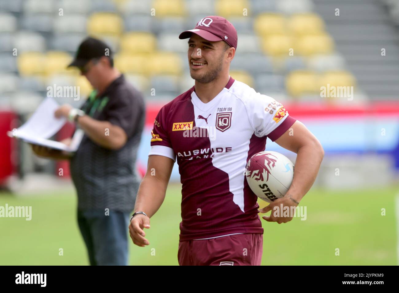 Valentine Holmes during the Maroons Captain's training run at ...