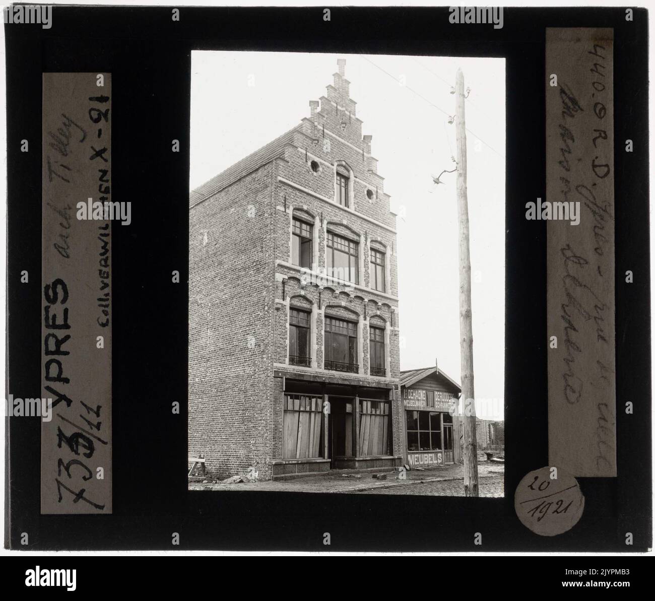 Ypres. Row of civilian residence during restoration after World War I ...