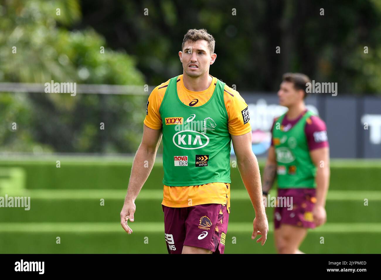 Corey Oates looks on during a Brisbane Broncos NRL training session at ...