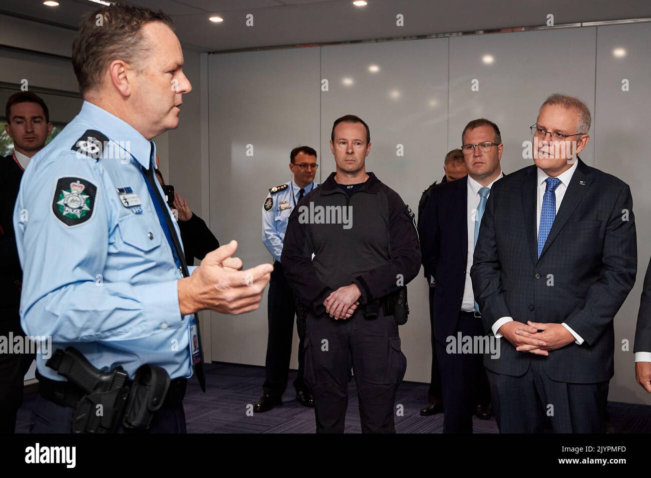 Prime Minister Scott Morrison during a visit to the Australian Federal ...