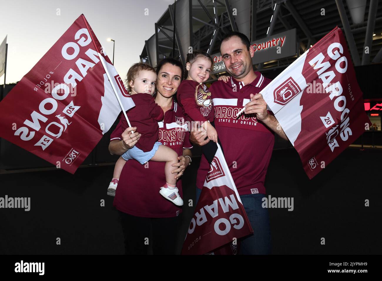 Maroon supporters the Bambling Family before during Game 1 of the 2021 ...