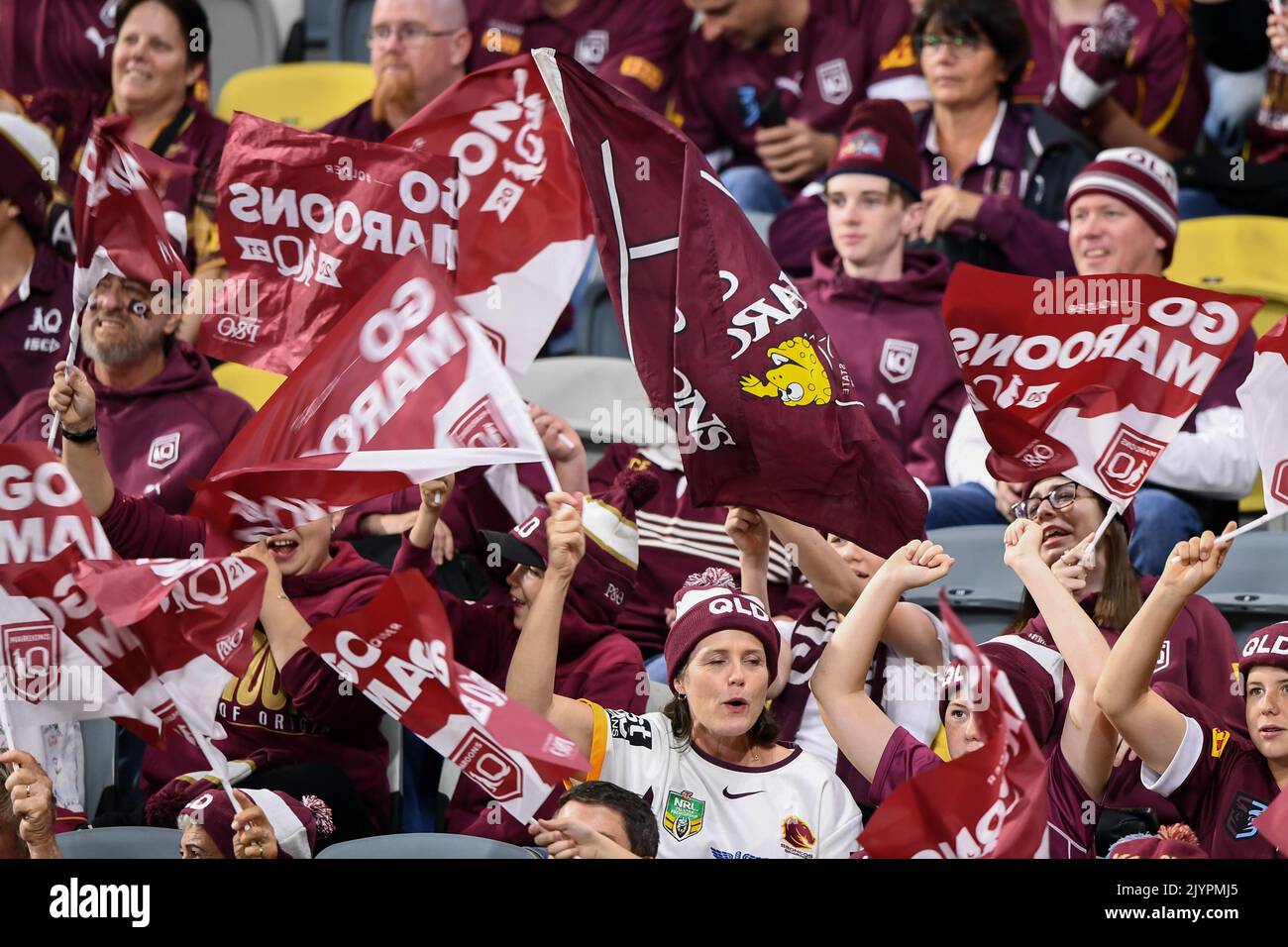 Maroons supporters are seen before Game 1 of the 2021 State of Origin ...