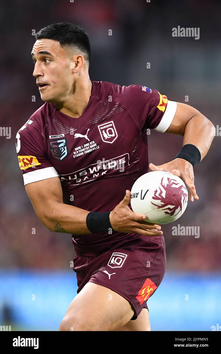 Valentine Holmes of the Maroons in action during Game 1 of the 2021 ...
