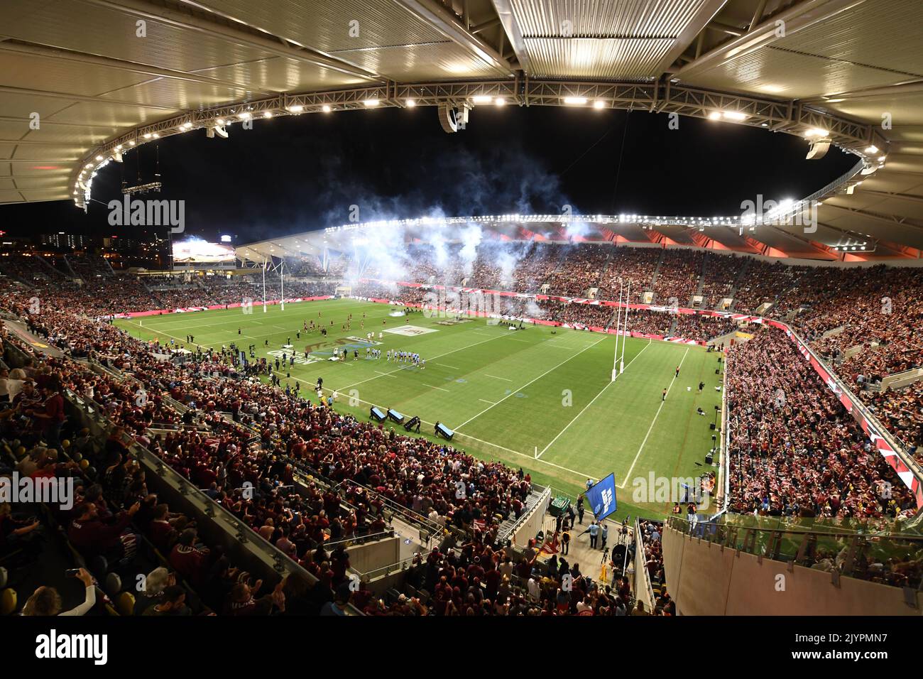 Teams line up for the start of Game 1 of the 2021 State of Origin ...