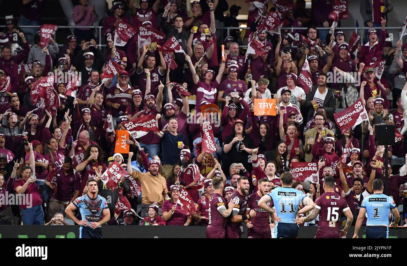 Fans are seen during Game 1 of the 2021 State of Origin series between ...