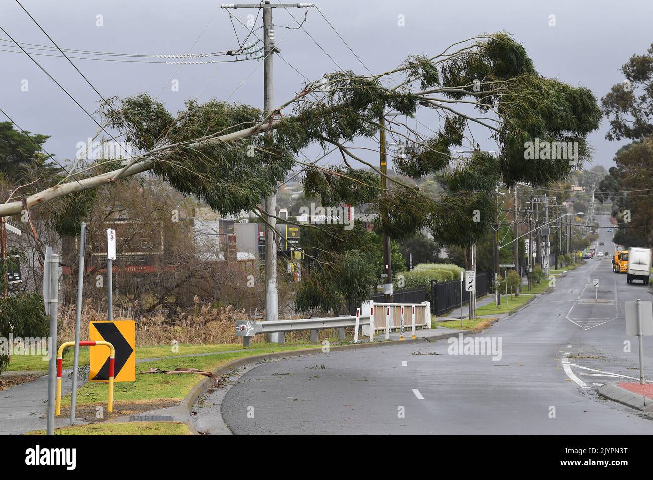 Storm damage is seen in Melbourne, Thursday, June 10, 2021. (AAP Image ...