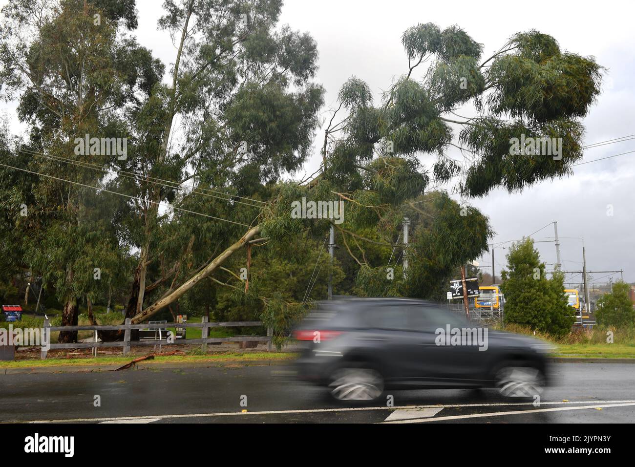 Storm damage is seen in Melbourne, Thursday, June 10, 2021. (AAP Image ...
