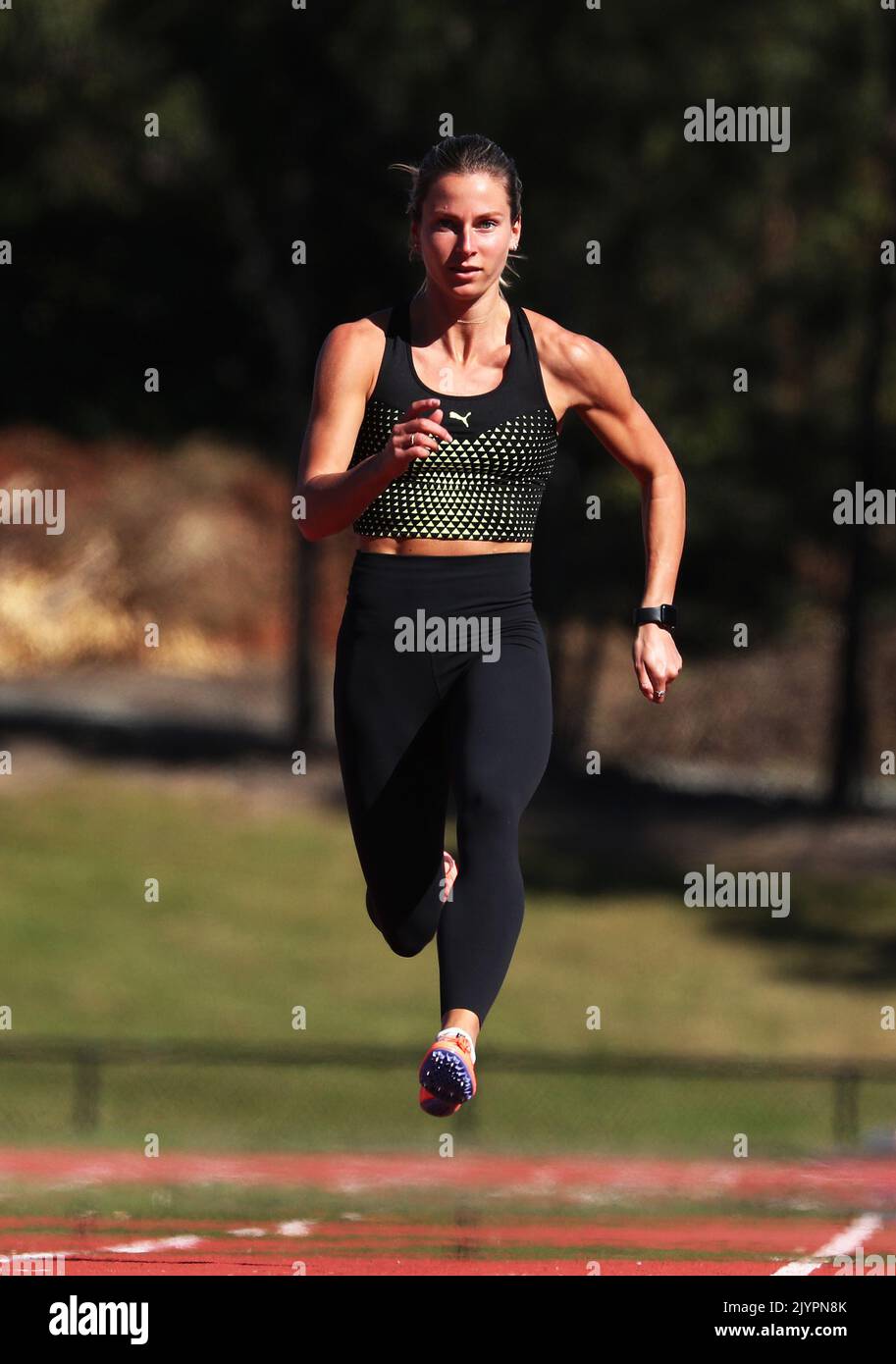 Hana Basic during a media event for the Australian Olympic sprinting ...