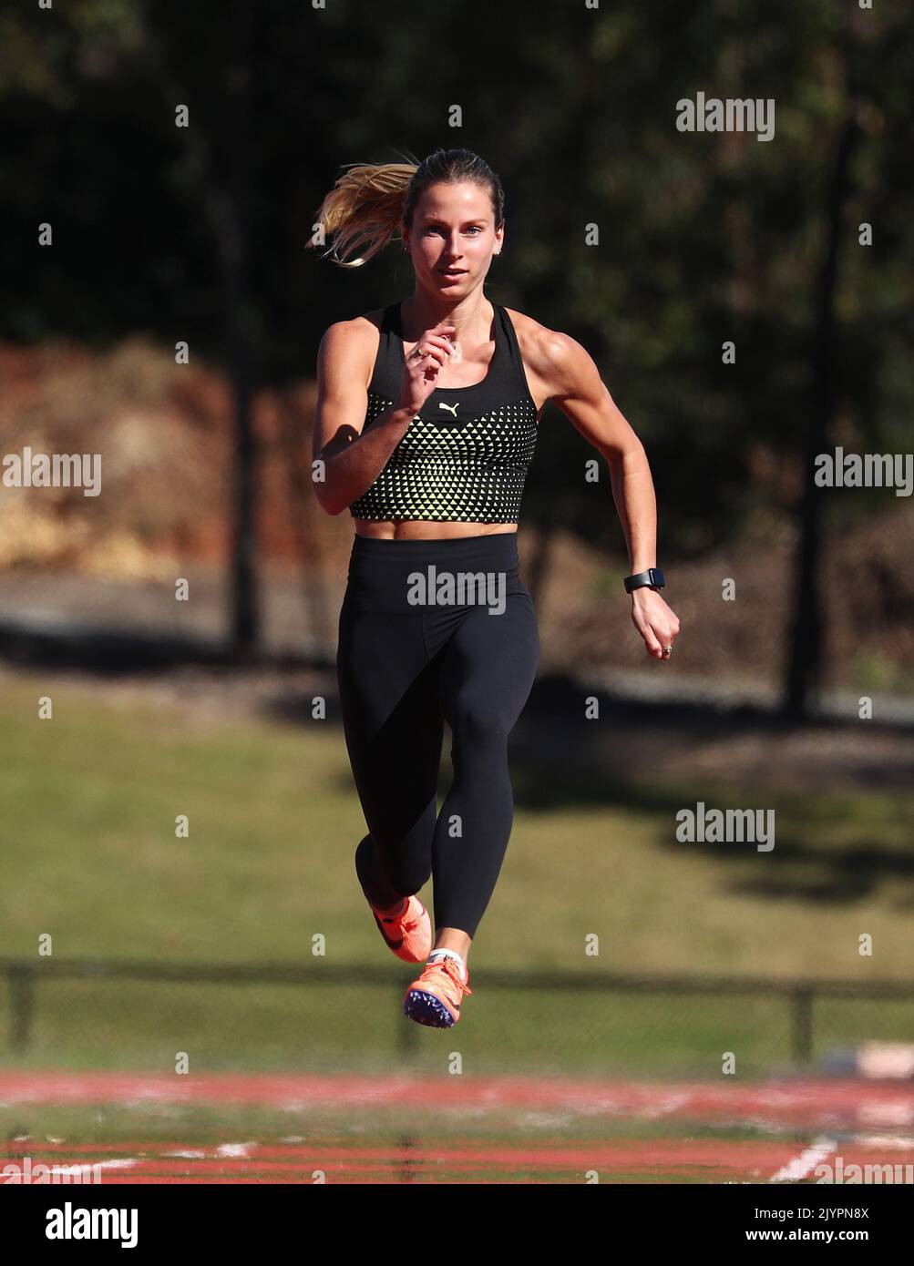 Hana Basic during a media event for the Australian Olympic sprinting ...