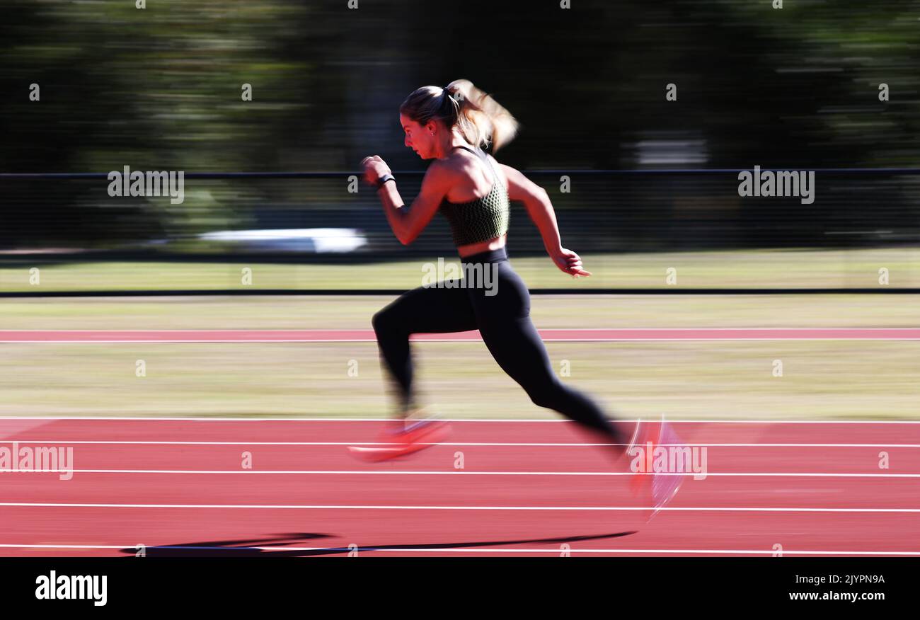 Hana Basic trains during a media event for the Australian Olympic ...