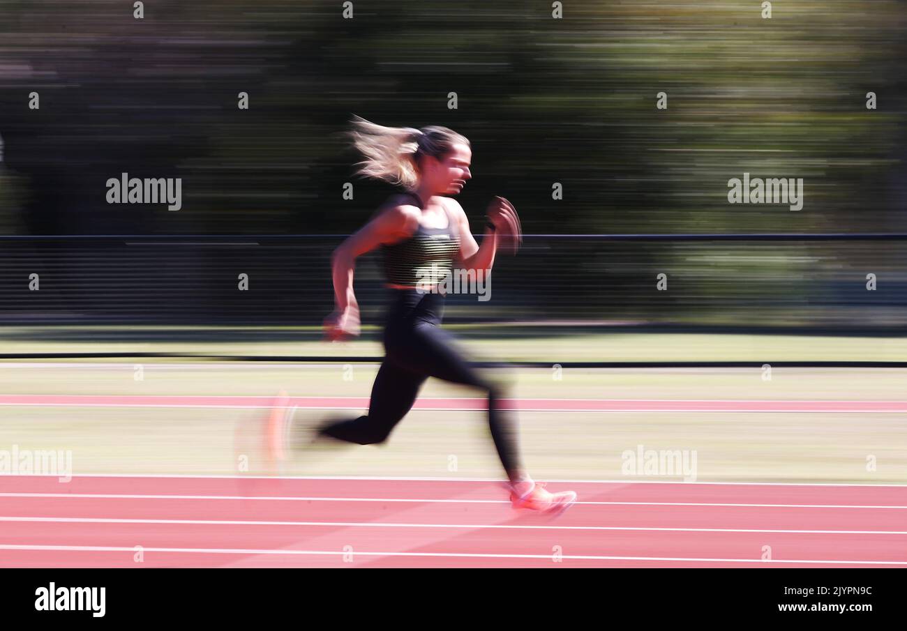 Hana Basic trains during a media event for the Australian Olympic ...