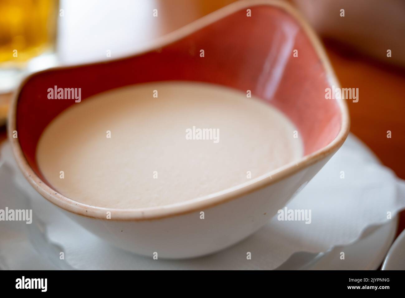 A bowl of Slovenian Soured milk, "Kislo mleko", a food product which ...
