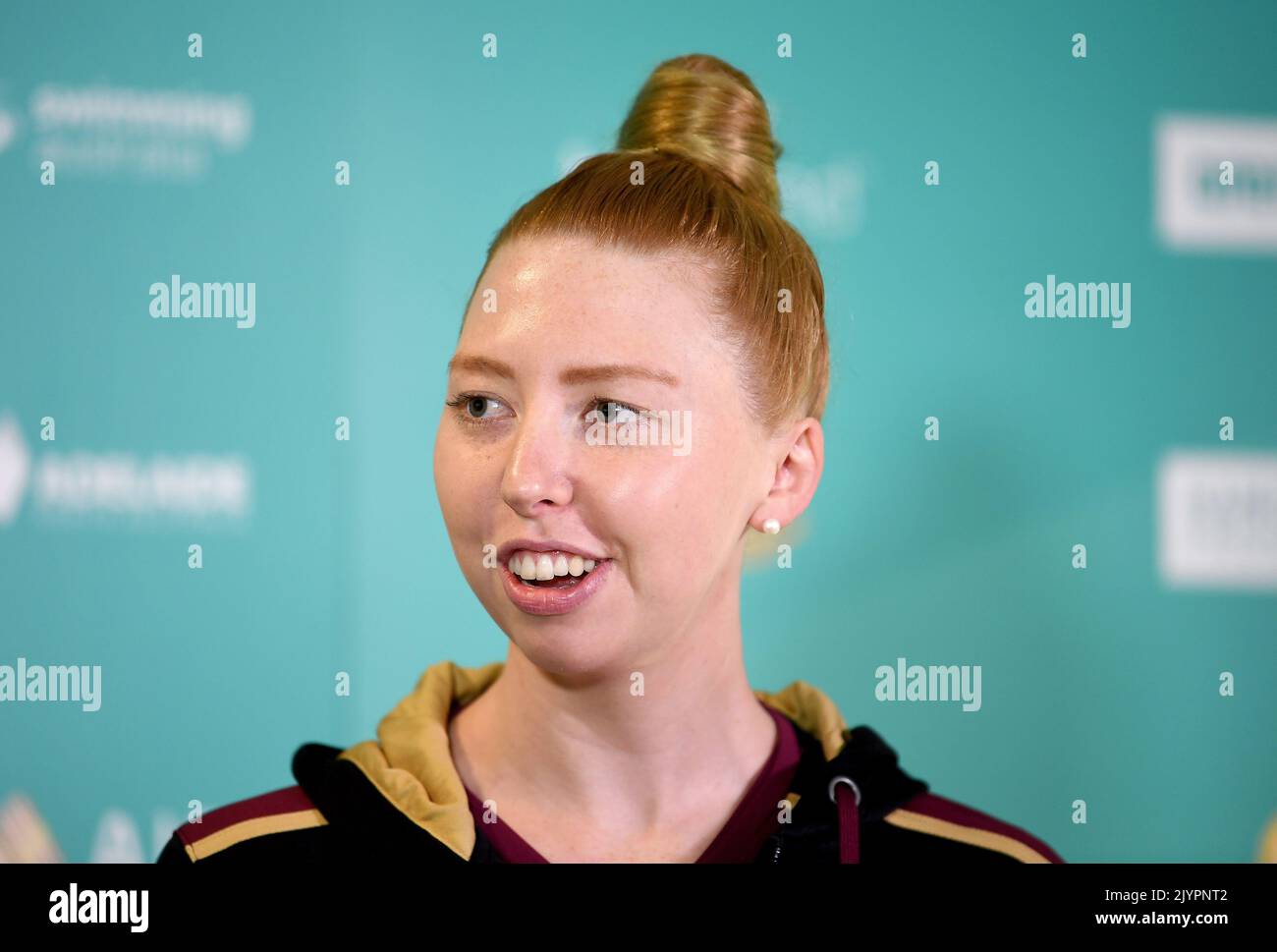 Kaylee McKeown looks on during a press conference ahead of the ...