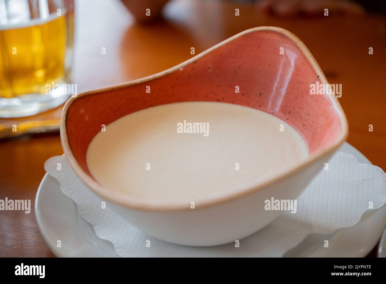 A bowl of Slovenian Soured milk, "Kislo mleko", a food product which ...