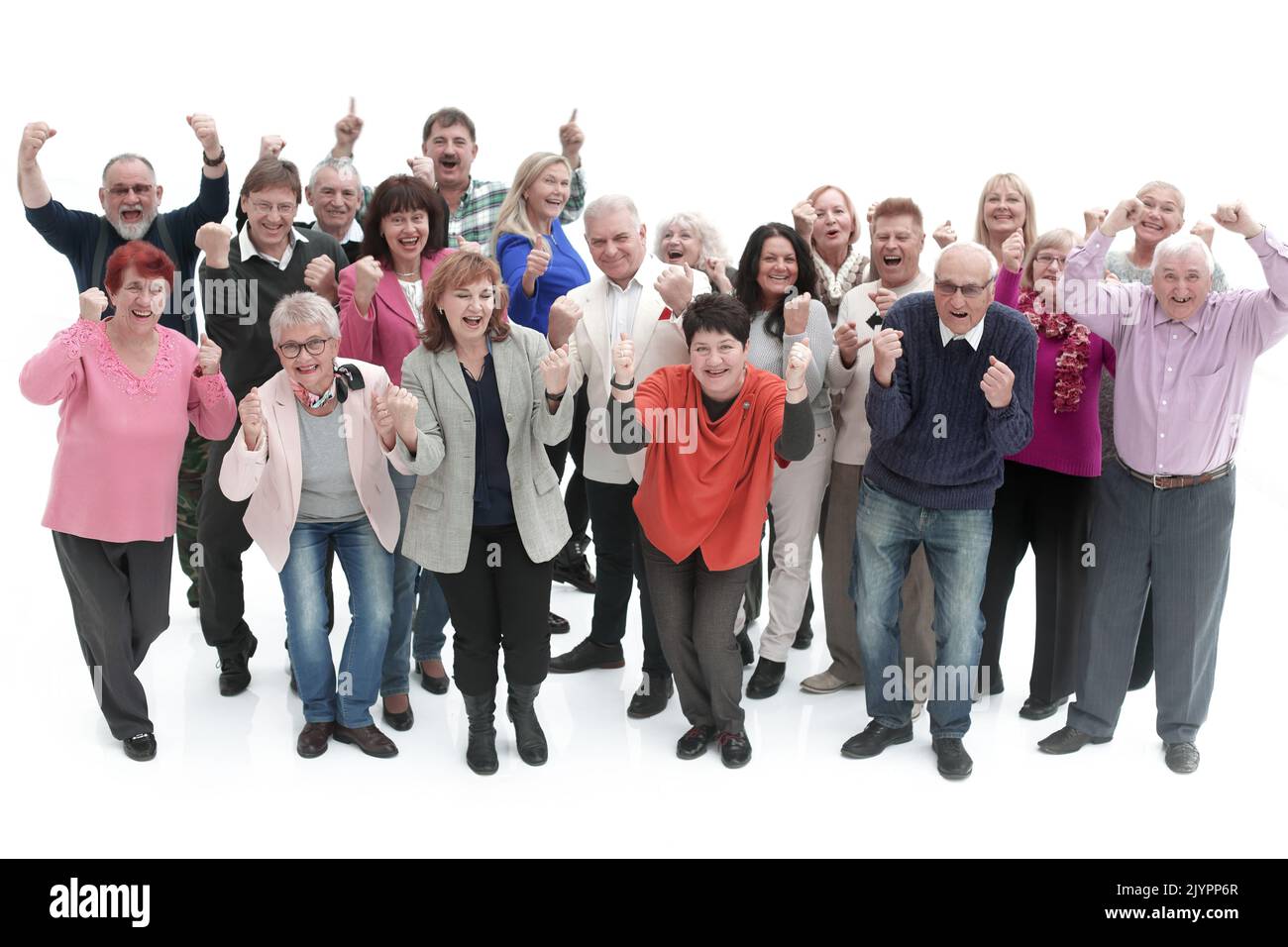 Group of senior people raising their hands celebrating a victory Stock ...