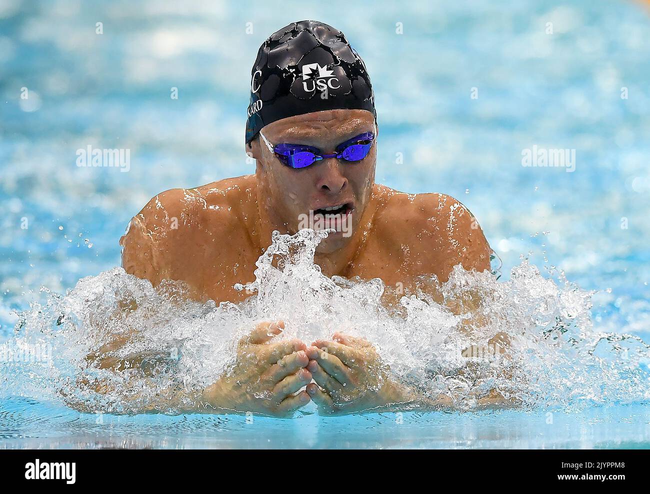 Jake Packard is seen during the Mens 100m Breaststroke heats on Day 1 ...