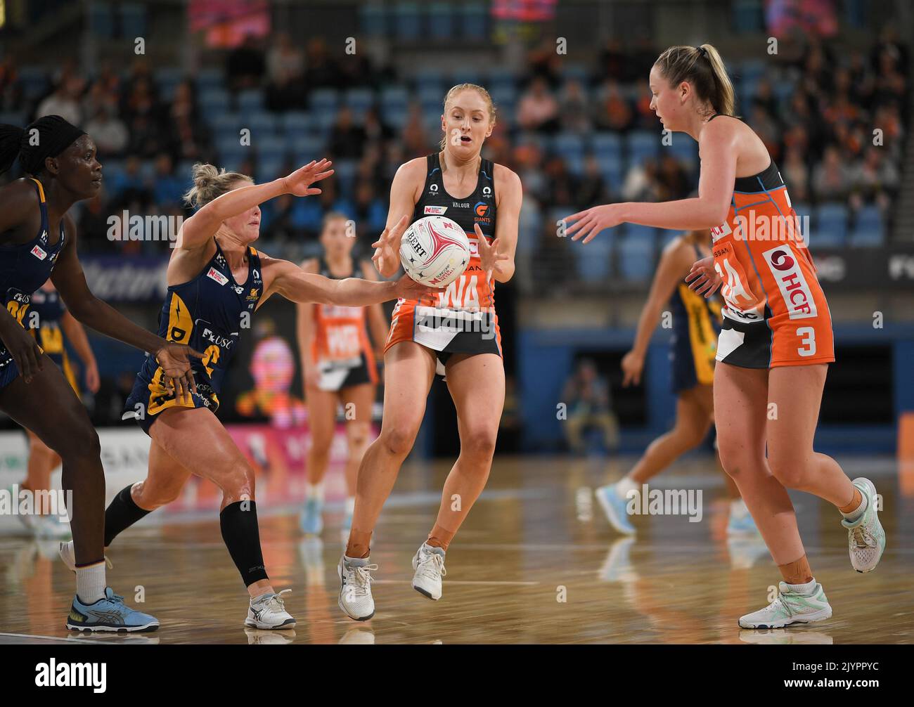 Maddie Hay of the Giants during the Round 7 Super Netball match between ...