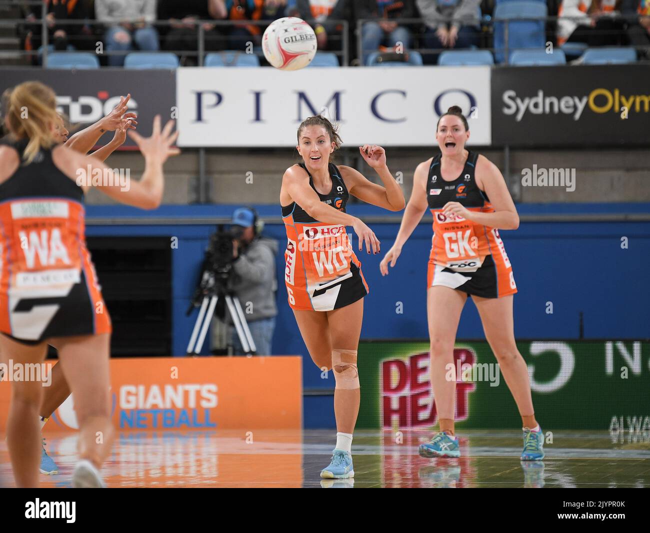 Amy Parmenter of the Giants and Sam Poolman of the Giants during the ...