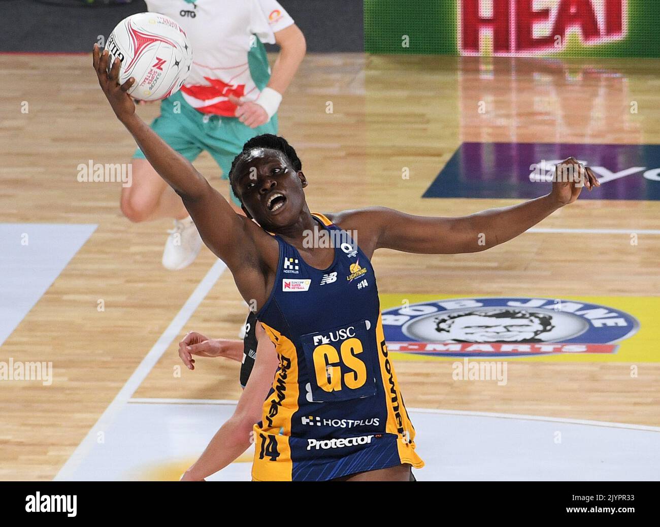 Peace Proscovia of the Lightning during the Round 7 Super Netball match ...