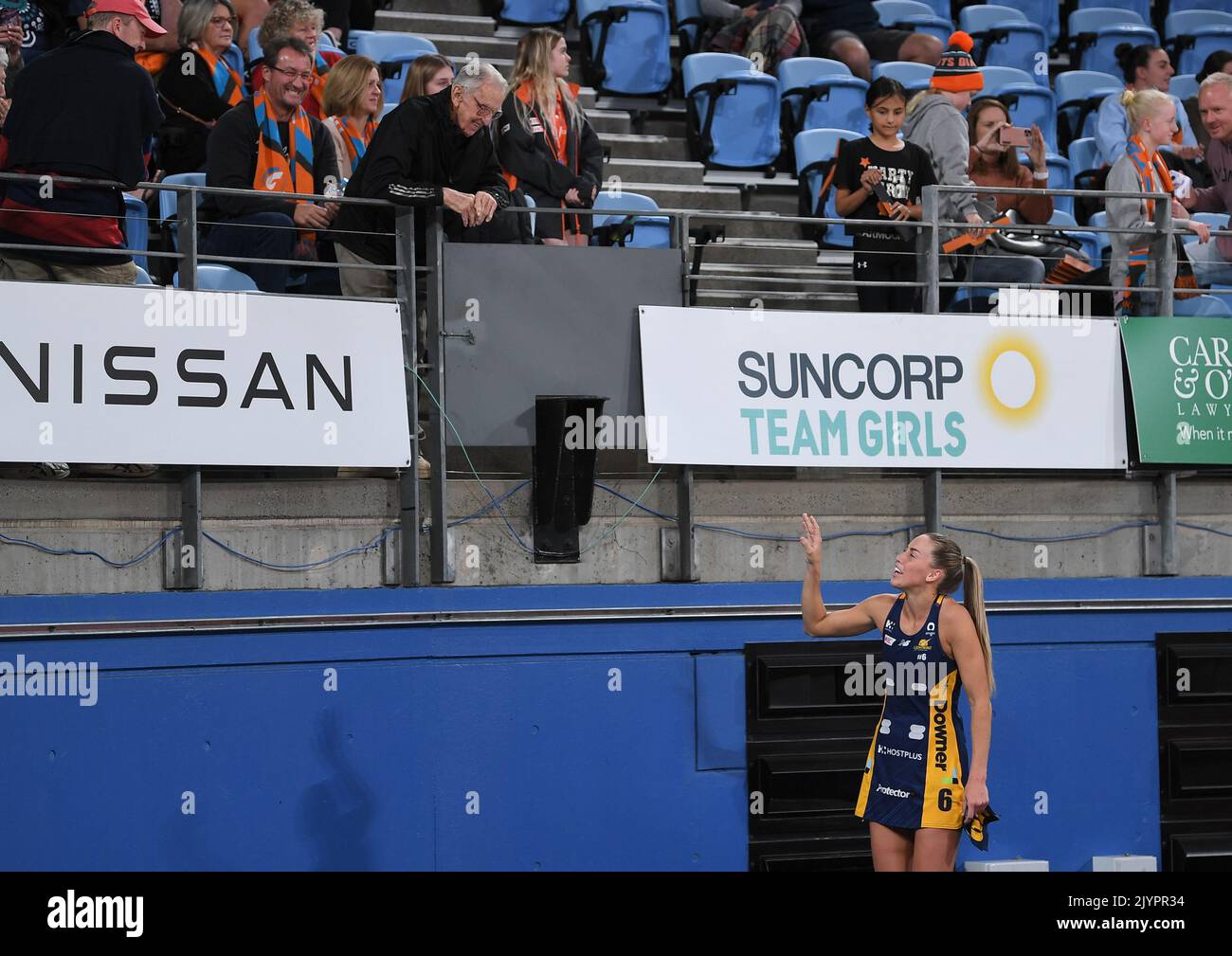 Cara Koenen of the Lightning talks to fans after the Round 7 Super ...