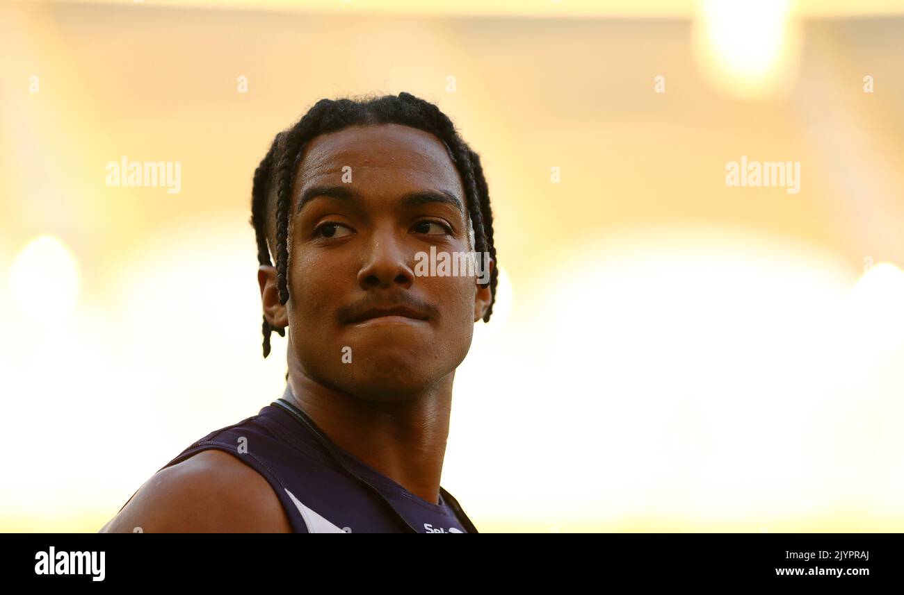 Brandon Walker of the Dockers is seen during the Round 13 AFL match ...