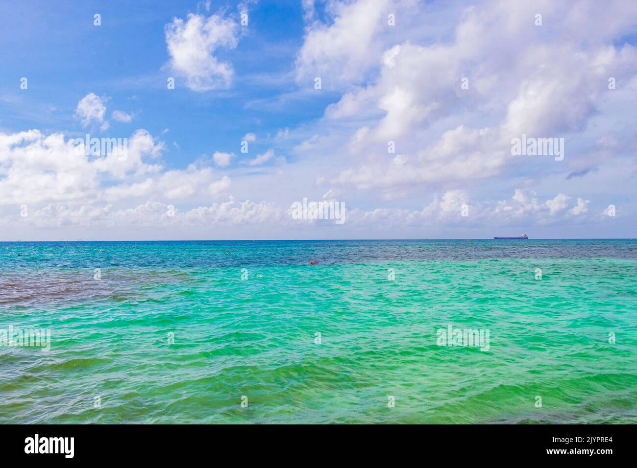 Tropical mexican beach landscape panorama with clear turquoise blue ...