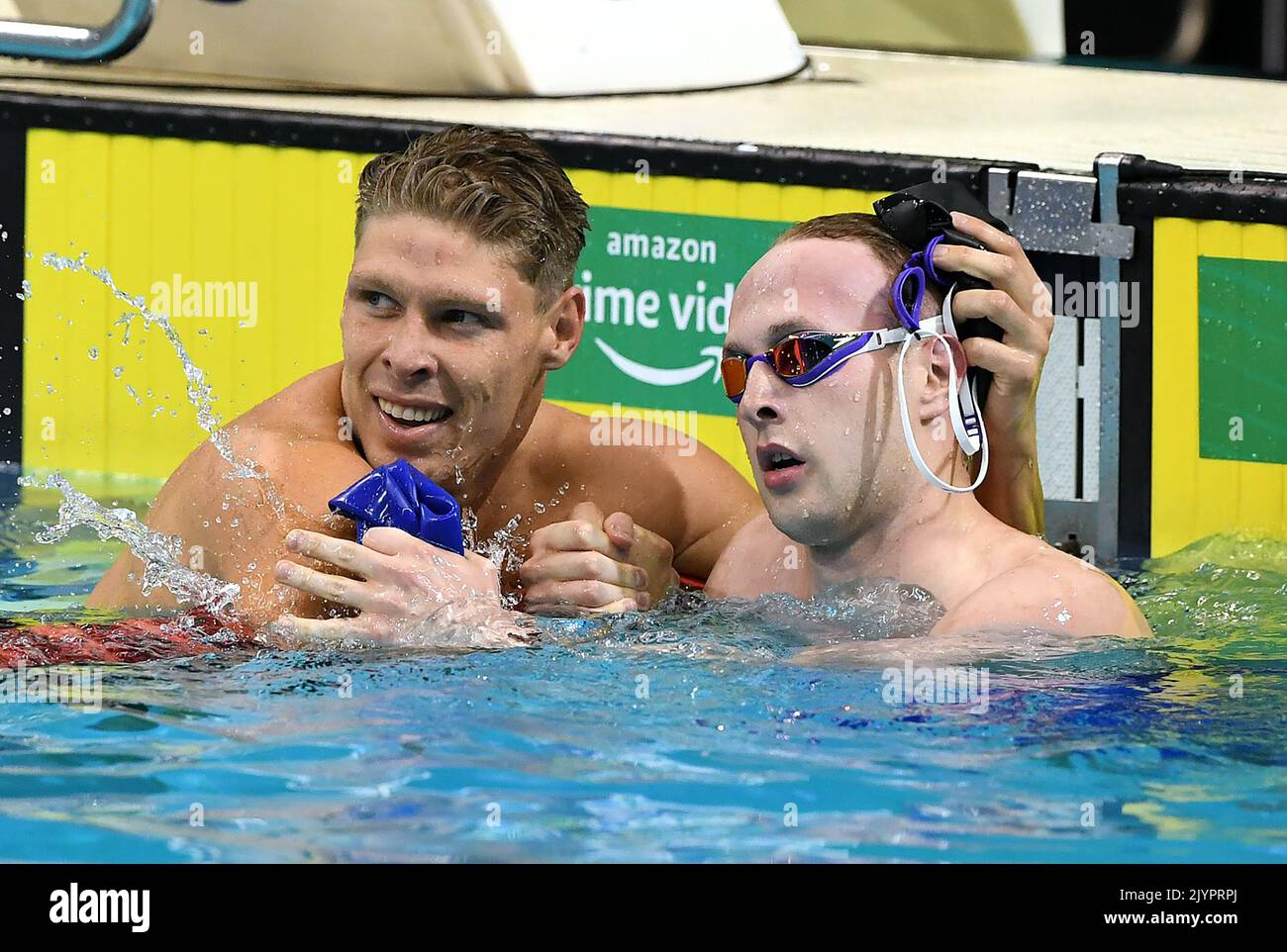 Jake Packard (left) recast with Matthew Wilson following the Mens 100m ...