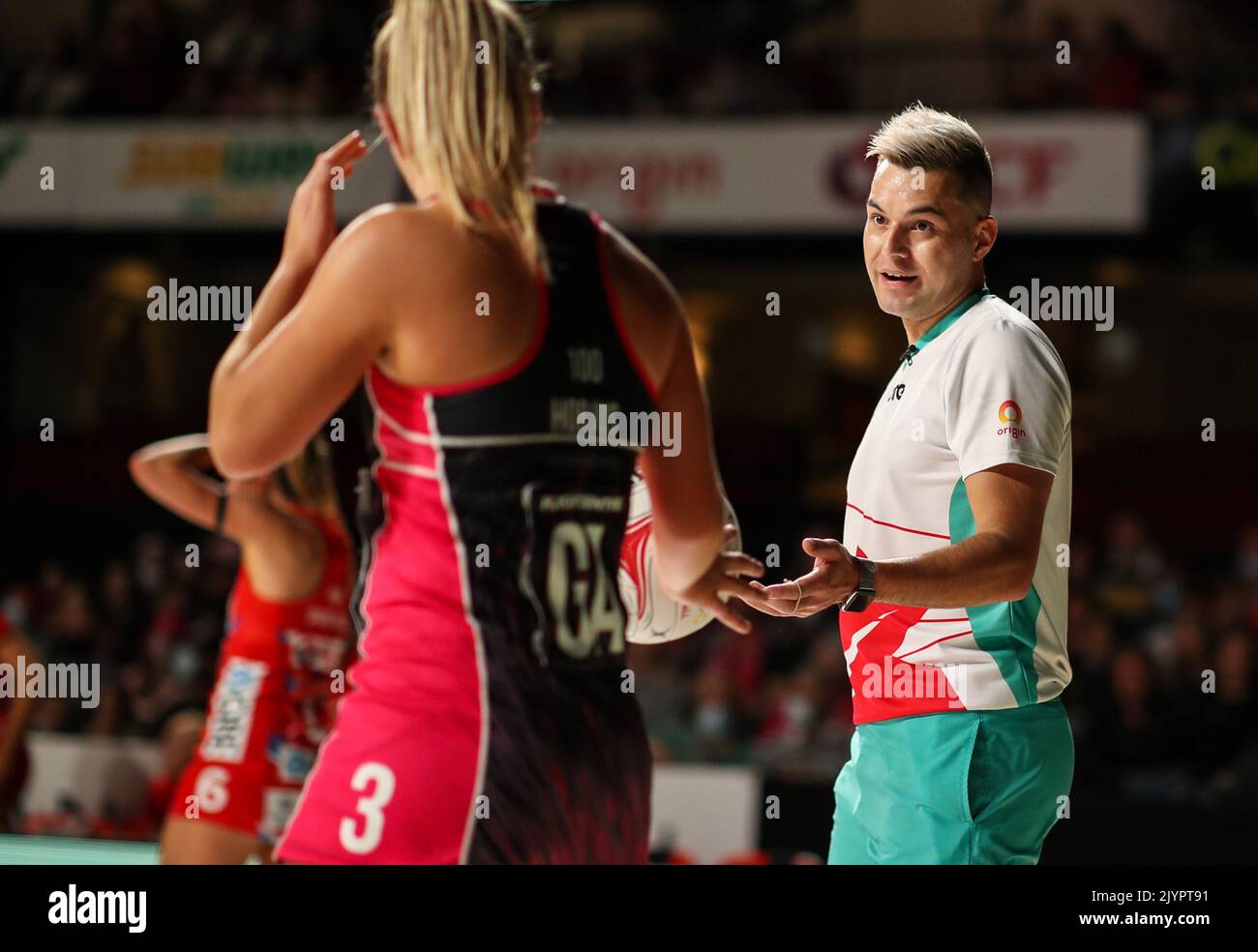 Umpire Tim Marshall during the Round 7 Super Netball match between ...