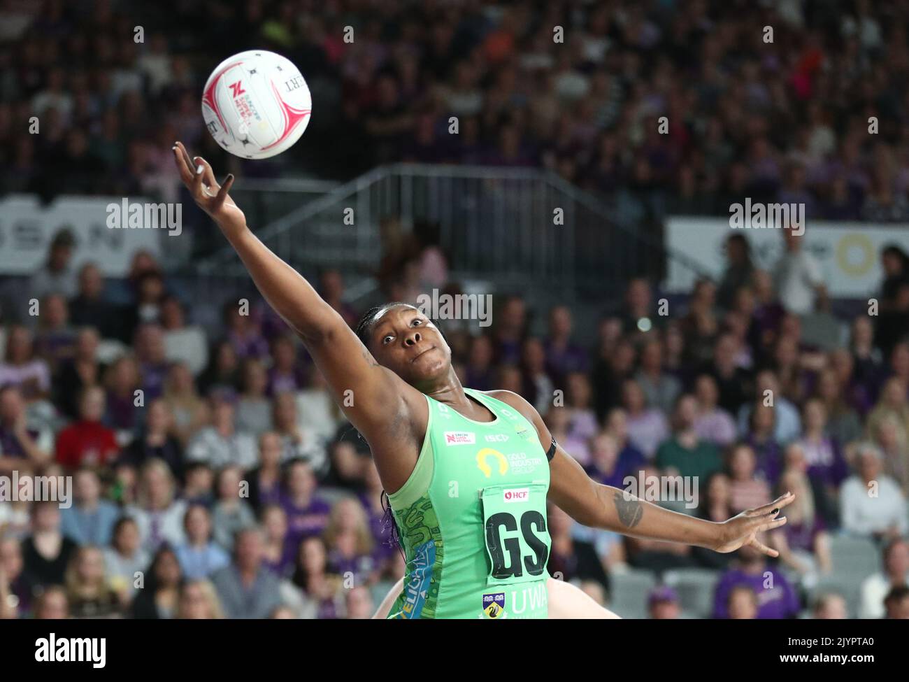 Jhaniele Fowler of the Fever in action during the Round 7 Super Netball ...
