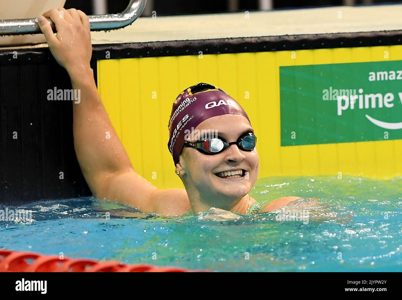 Chelsea Hodges reacts after winning the Women’s 100m Breaststroke Final ...