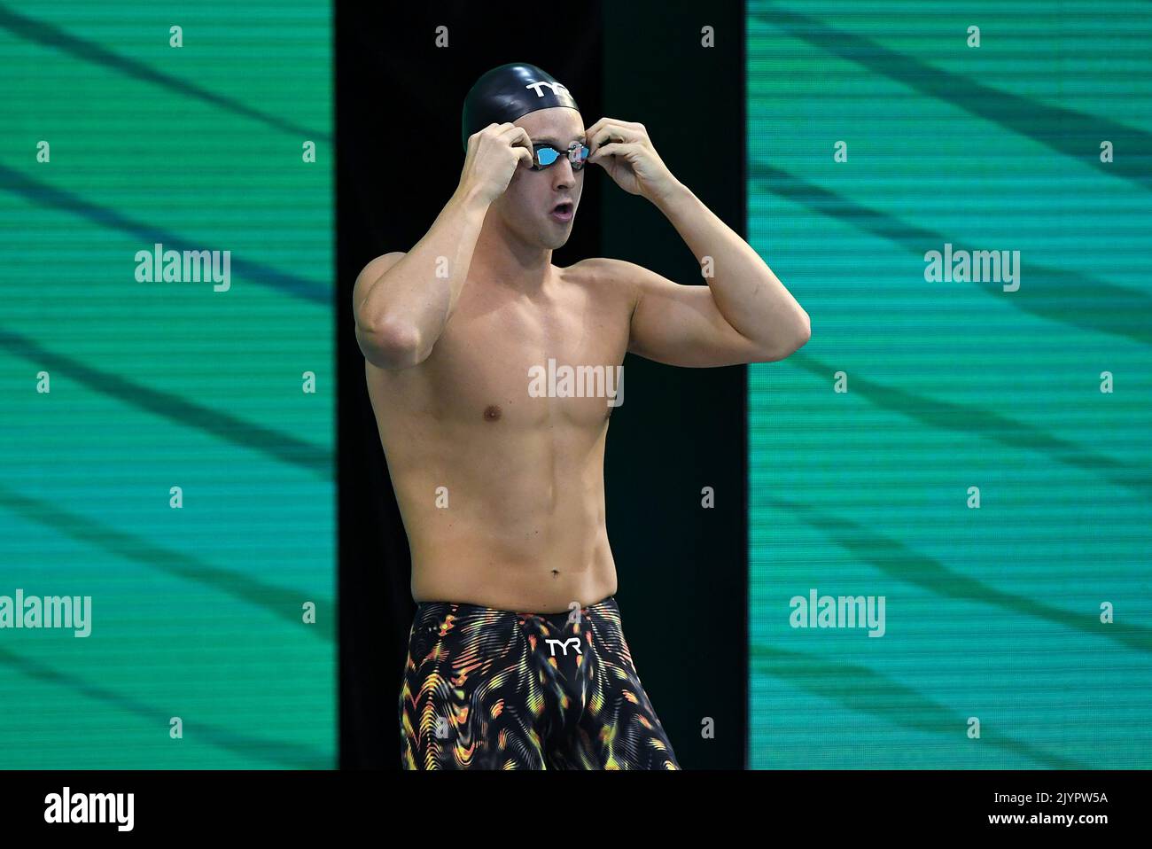 Alexander Graham looks on prior to swimming the Men’s 200m Freestyle ...