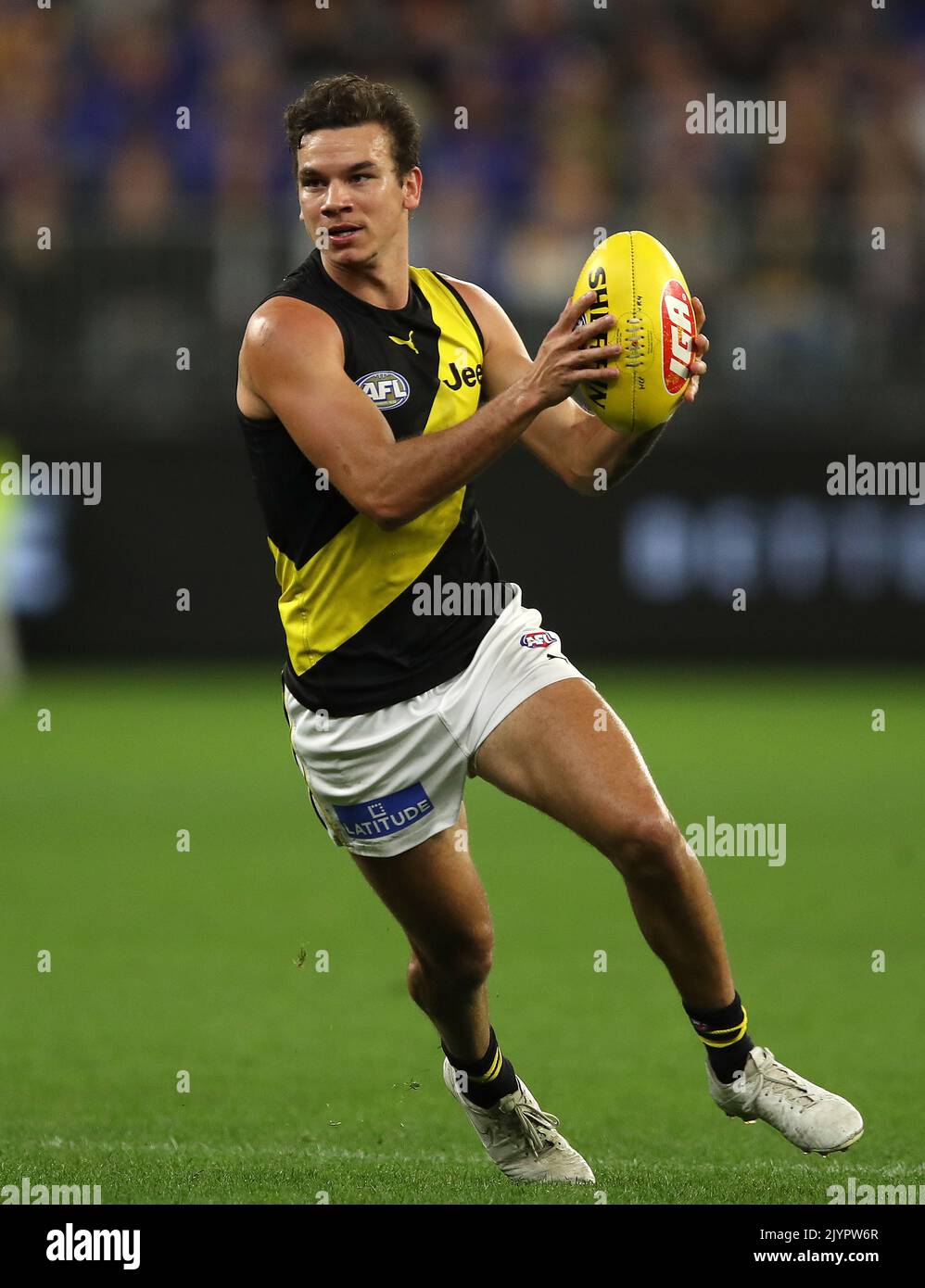 Daniel Rioli of the Tigers in action during the Round 13 AFL match ...