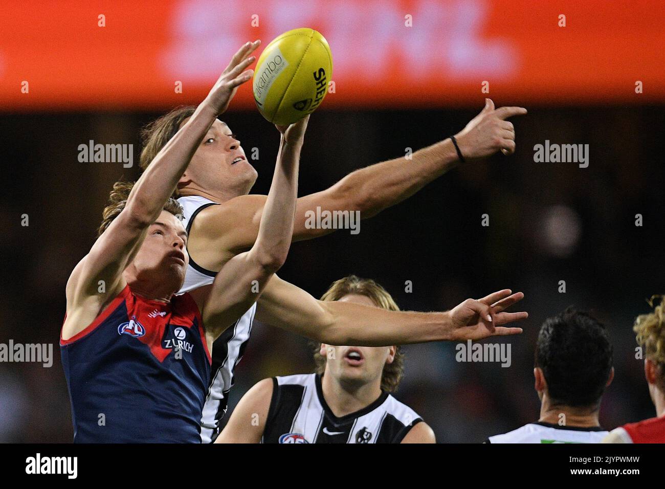 Bayley Fritsch of the Demons takes a mark during the Round 13 AFL match ...
