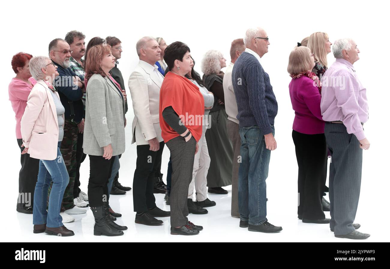 Side view of a group of people isolated over a white Stock Photo - Alamy