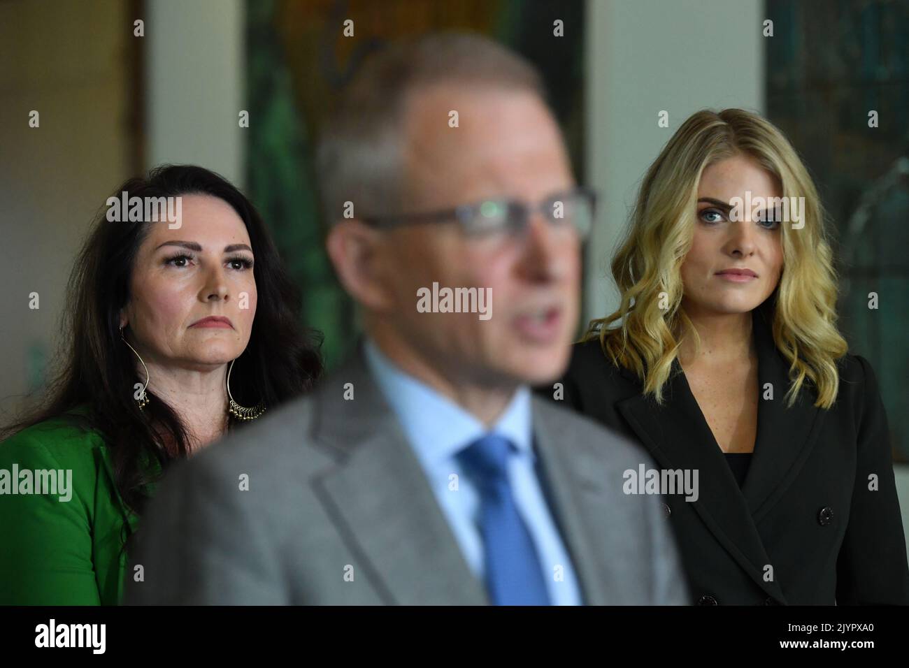 Online safety advocate Sonya Ryan, Minister for Communications Paul ...