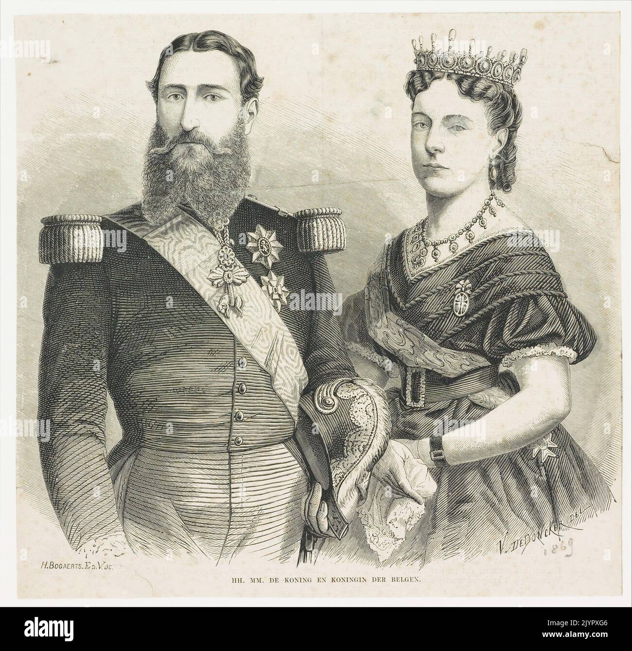 This portrait depicts the King and Queen of Belgium in ceremonial ...