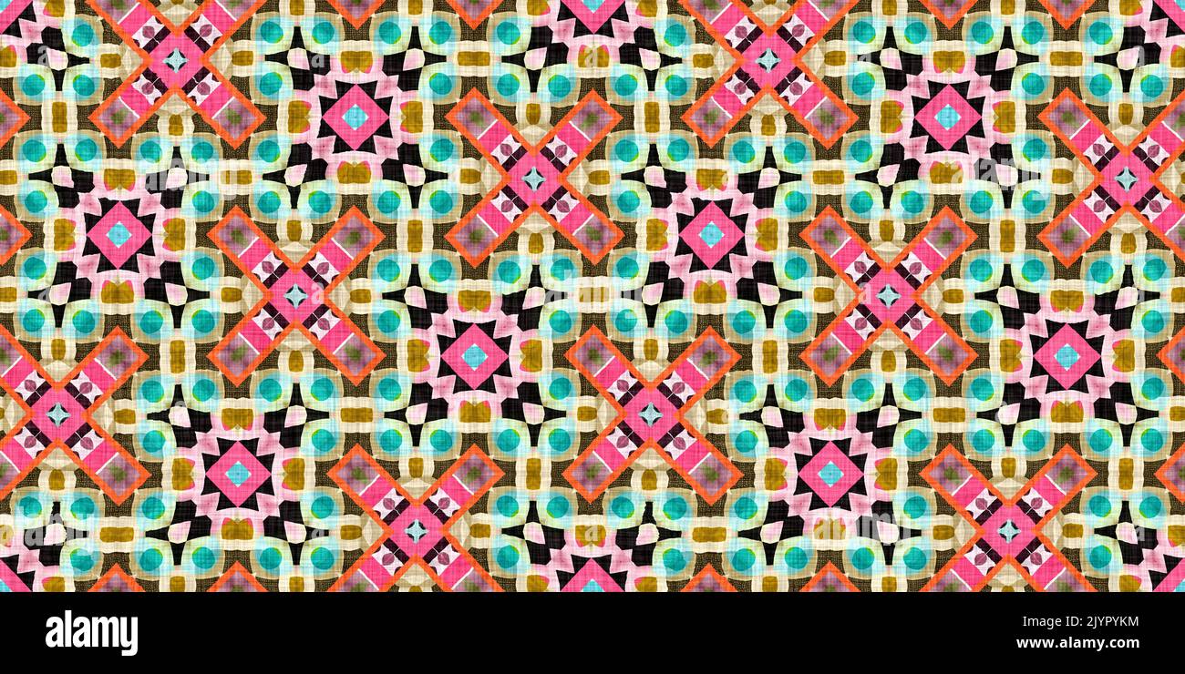 Kitsch pattern geometric retro design in seamless border background ...
