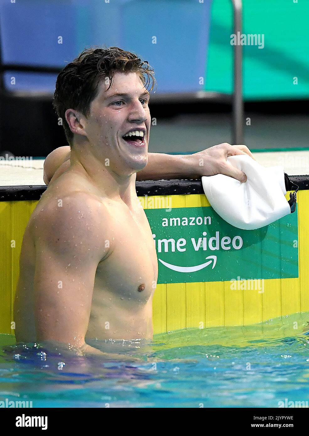 Brendon Smith reacts after the Men’s 200m Individual Medley Final at the Australian Swimming ...