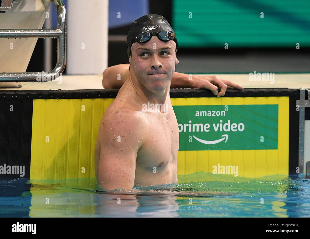 Samuel Short reacts after swimming in the Men’s 1500m Freestyle Final ...