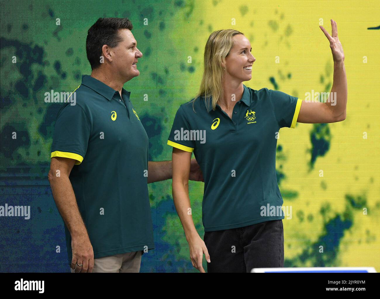 Australian national swim team coach Rohan Taylor (left) is seen with ...