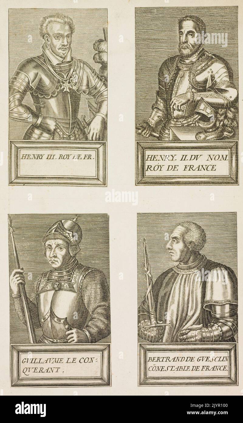 This historical piece depicts figures from medieval history, including ...