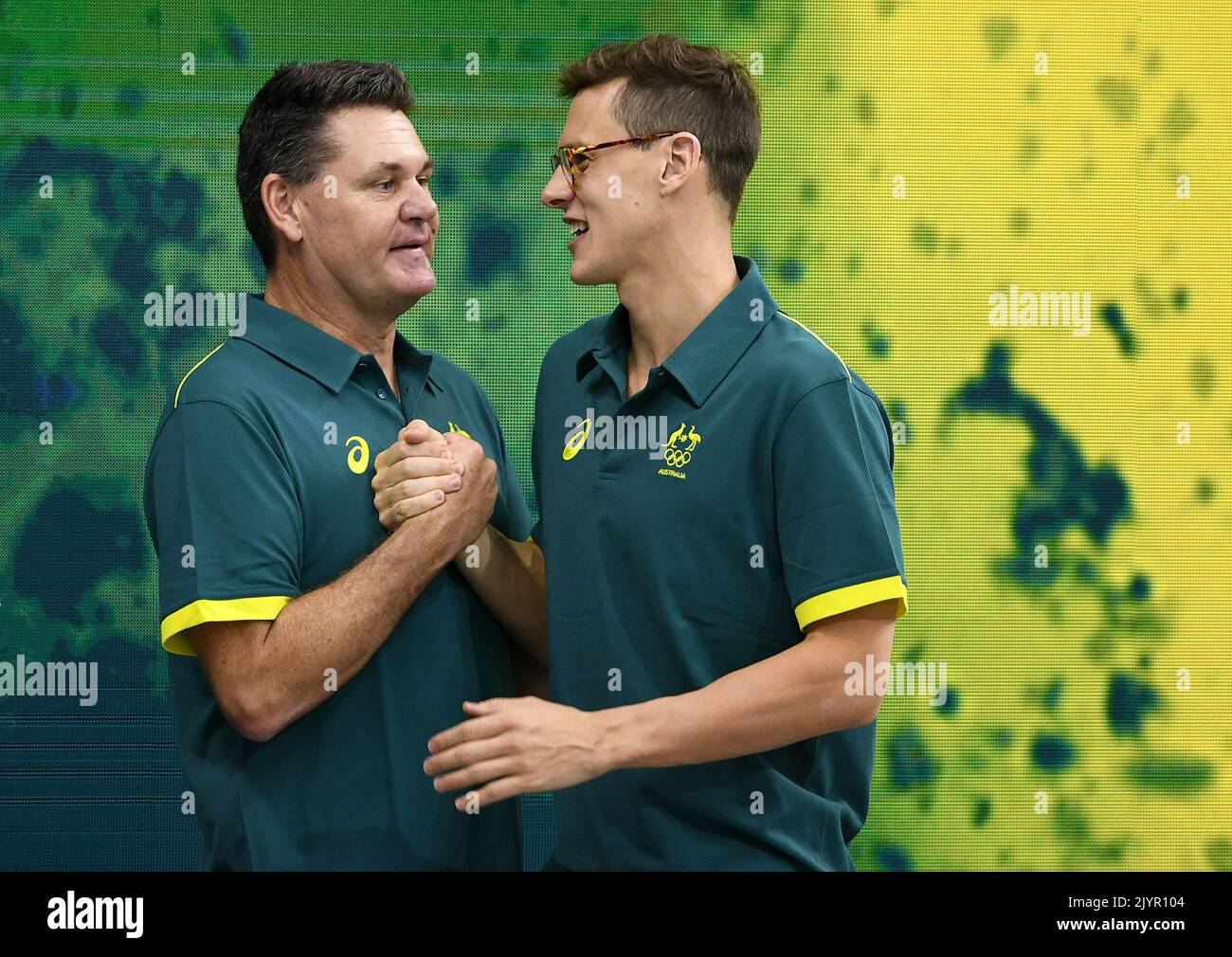 Australian national swim team coach Rohan Taylor (left) is ...