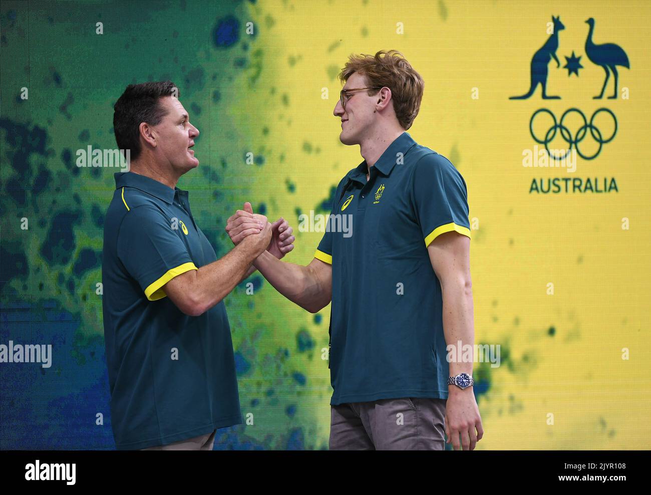 Australian national swim team coach Rohan Taylor (left) is ...